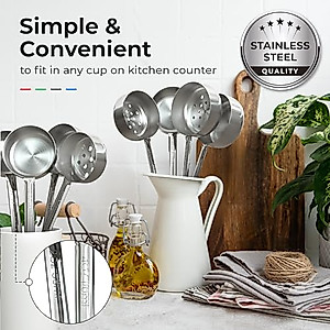 Portion Control Serving Spoons - Bariatric Must Haves - Ideal for Weight Watchers & Gastric Bypass - Set of 8 Ladles, 4 Sizes - Solid Bottom & Perforated/Slotted for Draining