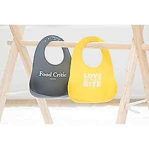 BELLA TUNNO Wonder Bib 2pk - Adjustable Silicone Baby Bibs for Girls & Boys, Durable and Waterproof BPA Free Silicone, Love at First Bite & Food Critic
