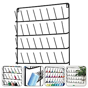 VICASKY Spools Thread Rack Metal Thread Holder Organizer with Hanging Hooks for Embroidery Quilting and Sewing Threads Black