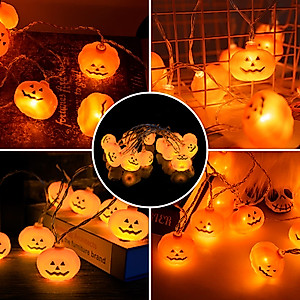 Halloween Decorations 9Ft 20LED Pumpkin String Lights, 2 Model Battery Operated Halloween Decor Pumpkin LED Lights, Thanksgiving Christmas Halloween Decorations for Home Indoor Outdoor