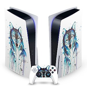 Head Case Designs Officially Licensed Pixie Cold Ice Wolf Art Mix Vinyl Faceplate Sticker Gaming Skin Case Cover Compatible with Sony Playstation 5 PS5 Disc Edition Console & DualSense Controller