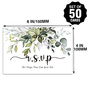 KORTTITALO 50 RSVP Postcards - Rustic leaf Response Cards, Blank with Mailing Side, Response Cards for Wedding, Bridal Shower, Baby Shower, Bachelorette Party.