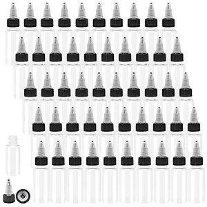 Adecco LLC 50PCS Plastic Dropper Bottle, 1oz Dispensing Bottles Applicator, 30ML Empty Squeeze Dropper Bottles with Twist Top Cap