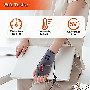 Comfheat Wrist Heating Pad Wrap for Pain Relief, Heated Wrist Brace Heat Therapy for Carpal Tunnel Relief, Sprains, Swelling, De Quervain's Tenosynovitis, Tendonitis Hand Pain - Left Right Hand Grey