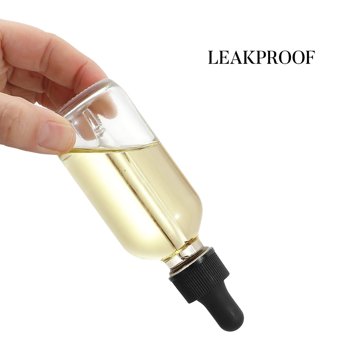 12 Pack, 2 oz Glass Eye Dropper Bottles w/ 3 Stainless Steel Funnels & 1 Long Pipette Dropper & 24 Labels - 60ml Clear Tincture Bottles for Essential Oils, Liquids - Leakproof Travel Essential Bottles