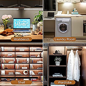 Under Cabinet Lights Plug-in Cold White 6000K, Dimmable LED Under Cabinet Lighting, 4pcs 12 Inch Under Counter Lights for Kitchen with Memory Function, LED Light Bar for Closet, Pantry, Workbench