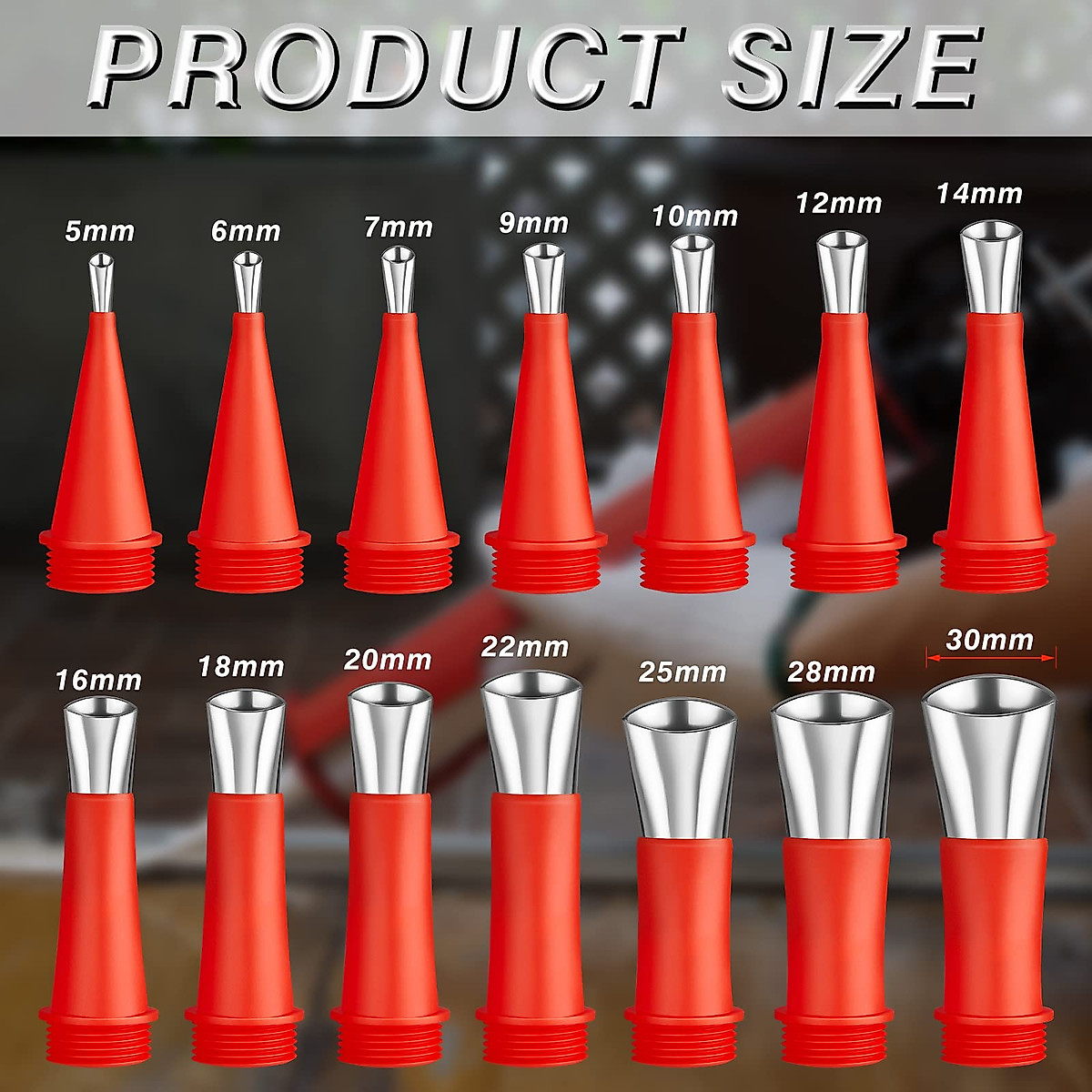 19 Pcs Caulking Finisher Kit Include 14 Pcs Reusable Stainless Steel Caulking Nozzle Applicators with 4 Connection Bases Replacement and 1 Glue Needle for Bathroom Kitchen Doors Windows Sink Joint