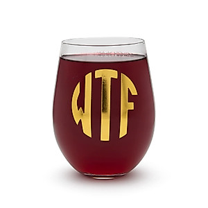BigMouth WTF & STFU Monogram Wine Glasses