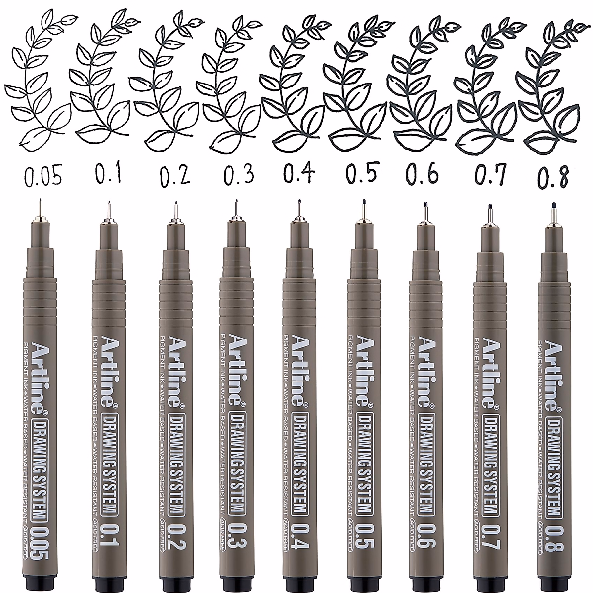 Artline 230 Drawing System Pens, Technical Drawing Pens For Drafting, Illustrating, and More, 0.1mm, 0.2mm, 0.3mm, 0.4mm, 0.5mm, and 0.8mm Fine Tips - Black, 6-Pack