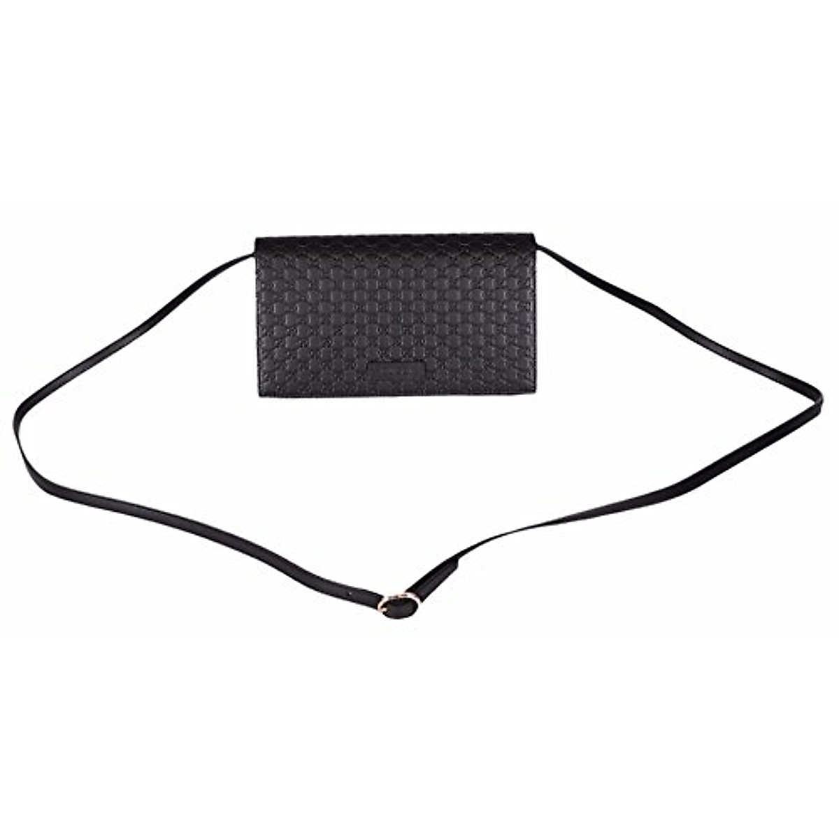 Gucci Women's Leather Micro GG Guccissima Mini Crossbody Wallet Bag Purse (Black)