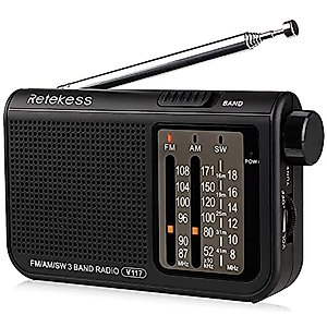 Retekess V117 Portable Radio AM FM, Shortwave Radio with Clear Dial, Transistor Radio with Best Reception for Seniors (Black)