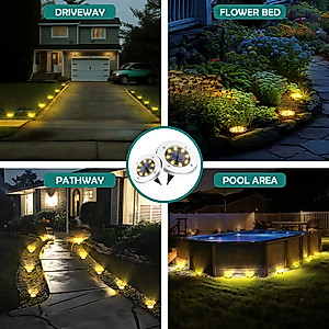 SOLPEX Solar Ground Lights, 8 LED Solar Powered Disk Lights Outdoor Waterproof Garden Landscape Lighting for Yard Deck Lawn Patio Pathway Walkway (8 Pack, Warm White)