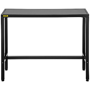 VEVOR Outdoor Bar Table, 46.5" L x 15" W x 38.6" H, Narrow Rectangular Height Pub Station, Sturdy Metal Frame Tall Counter with Adjustable Feet, for Patio, Balcony, Dinning Room, Bistro, Garden, Black