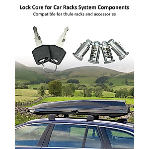4 Pack Lock Core, One-Key Lock Cylinders System Fits for Thule Racks and Accessories