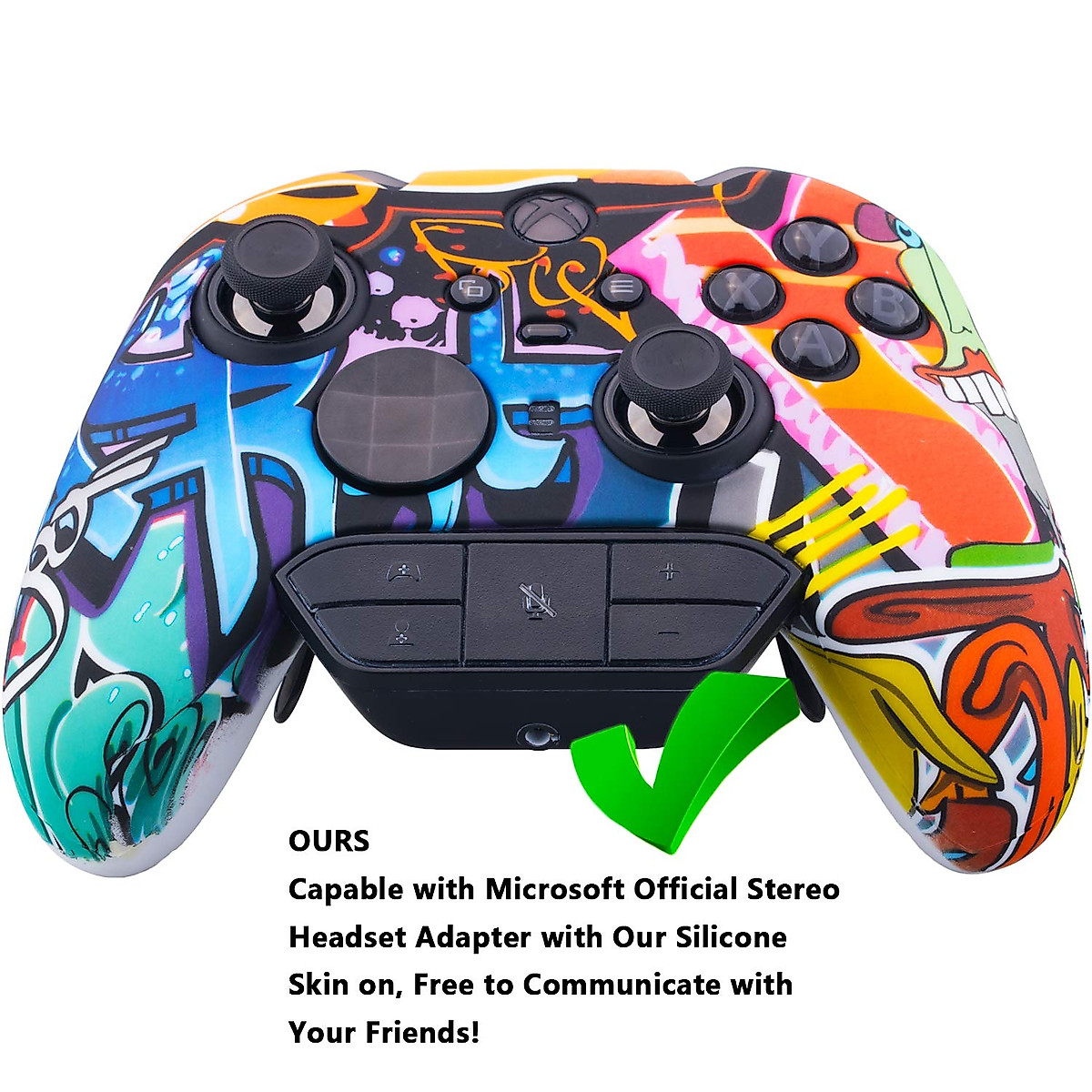 9CDeer 1 x Protective Customize Transfer Print Silicone Cover Skin Cartoon Paints + 6 Thumb Grips Analog Caps for Xbox Elite Series 2 Controller