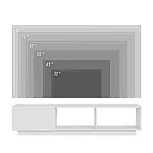 Minimadecor Modern TV Stand up to 75 inch Entertainment Center with Storage Mid-Century Smart Led TV for Living Room 70" TVs End Table, Lepando, White