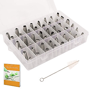 48-Piece Numbered Piping Tips, Cookie Icing Tips, Cookie Decorating Kit, Cake Decorating Tips for Cupcakes Cookies, Cake Supply Master Decorating Tip Set