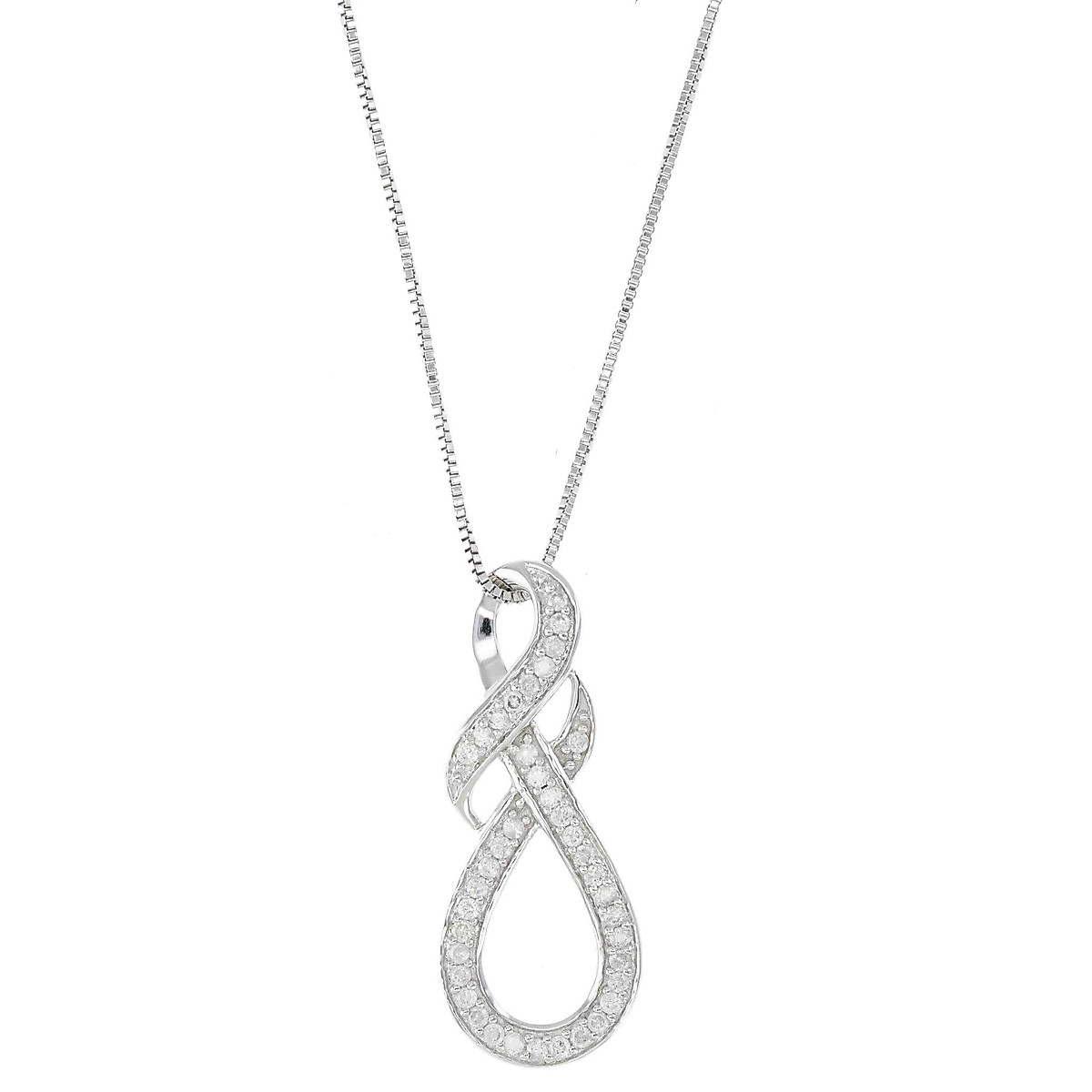 Vir Jewels 1/5 cttw Diamond Pendant, Diamond Swirl Infinity Pendant Necklace for Women in 10K White Gold with 18 Inch Chain, Prong Setting