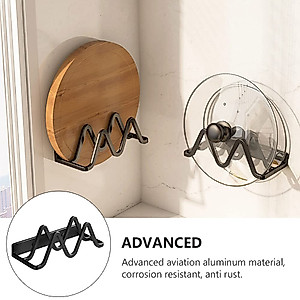 Cabilock Pot Lid Rack Wall Mounted Adhesive Pan Pot Cover Storage Rack Shelf Chopping Board Holder Drain Rack for Kitchen Home