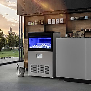 YITAHOME 200 LBS Commercial Ice Maker Machine Under Counter, Large Free Standing Ice Maker Undercounter for Home Bar Restaurants Bar with 48LBS Storage Bin Stainless Steel Ice Scoop Ice Bucket