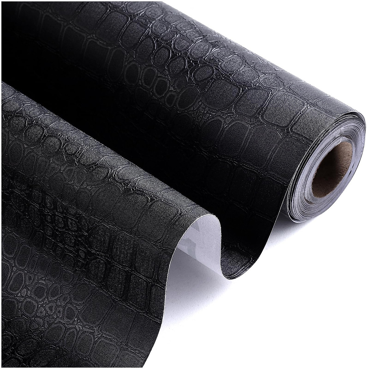 Kimhan Black Peel and Stick Wallpaper Removable Crocodile Wallpaper Self Adhesive Embossed Easy Peel Off Wallpaper Contact Paper Textured Wallpaper for Cabinet Bedroom 15.7" X 78.7"
