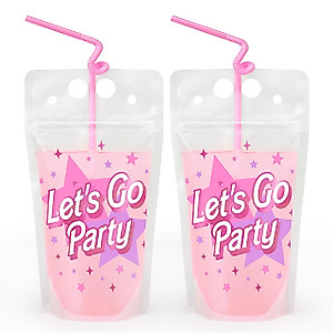 xo, Fetti Let's Go Party Pink Drink Pouches - 16 count | Pink Birthday Party, Bachelorette Drinkware, Cute Party Cups