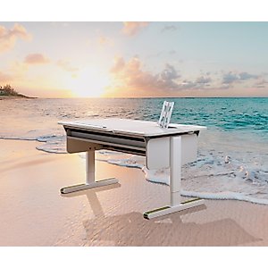 Winfon Adjustable Height Kid Children Home Study Desk Student Electric Writing Table with tilt Desktop, Bookstand，Aluminum Ruler (ENF Right up)