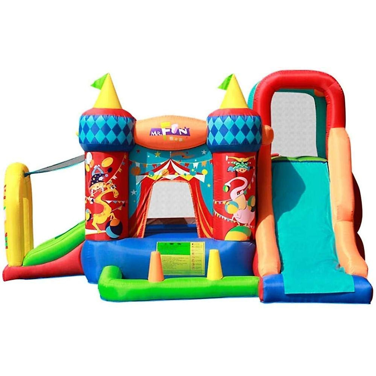 Inflatable Castle and Slide, Children S Playground Indoor Inflatable Toys Outdoor Circus Trampoline Square Playground Colors