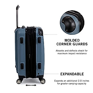 Kenneth Cole REACTION Renegade Luggage Expandable 8-Wheel Spinner Lightweight Hardside Suitcase, Granite Blue, 28-Inch Checked
