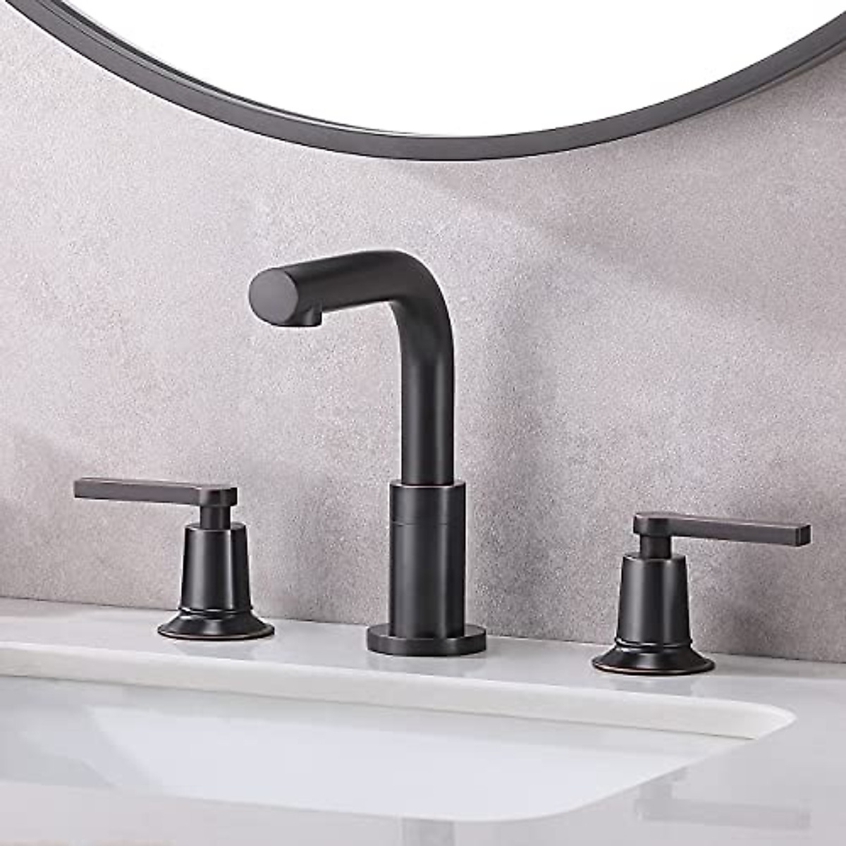 Oil Rubbed Bronze 3 Hole Bathroom Faucet, Widespread Bathroom Sink Faucet Stainless Steel Vanity Sink Faucet, Best Modern 2 Handle 8 Inch Commercial Bath Lavatory Sink Faucet with Water Supply Lines