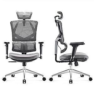 SIHOO Ergonomic Office Chair - High Back Desk Chair with Lumbar Support, 3D Armrest and Adjustable Height Backrest - Thick Seat Cushion Breathable Mesh Computer Chair (Gray)