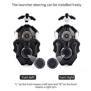 Launcher and Grip, Battling Tops Burst B-184 Custom Bey Launcher LR Left Right Spin DB Layer System (Black Set)