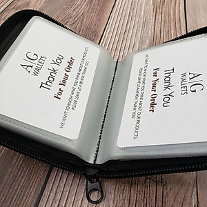 ag wallets Mens Zip Around Leather Wallet with Inserts (Black)