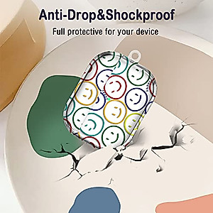 R-fun Airpods Pro 2nd Generation/1st Generation Case Cover,Cute Flroal Clear TPU Protective Case for Women Girls with Keychain Compatible with Apple AirPods Pro(2019/2022),Smile