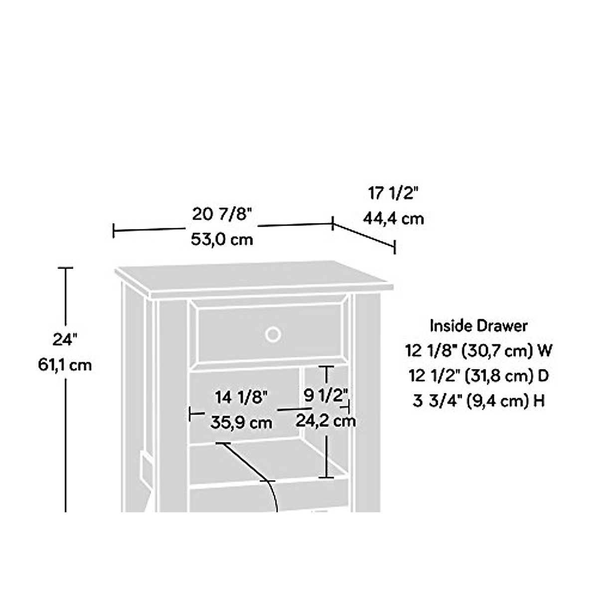 Sauder Shoal Creek Night Stand, Soft White finish