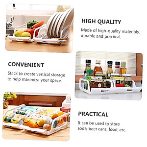 OSALADI 2pcs Beer Rack Cupboard Organizer Plastic to Go Containers Clear Plastic Containers Beverage Stackable Rack Soda Can Organizer Bottle Rack for Fridge Refrigerator Storage Rack Jar