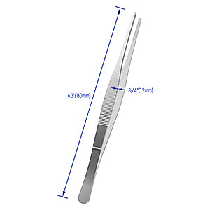 FOCMKEAS 4 PCS 6.3 Inch Stainless Steel Tweezers, with Straight Round Blunt Serrated Tip, 3/64 Inch Thickness Stainless Steel, Multipurpose Daily Garden Home Lab Craft Repairing Tool