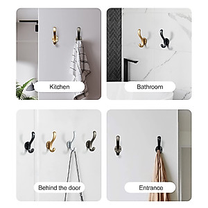 Coat Hook Wall Mounted - Heavy Duty, Stainless Steel, Space Saving, Metal Coat Hook with Screws, Wall Hook for Coat Hat Towel Purse Handbag Robes Mudroom Bathroom Entryway Black