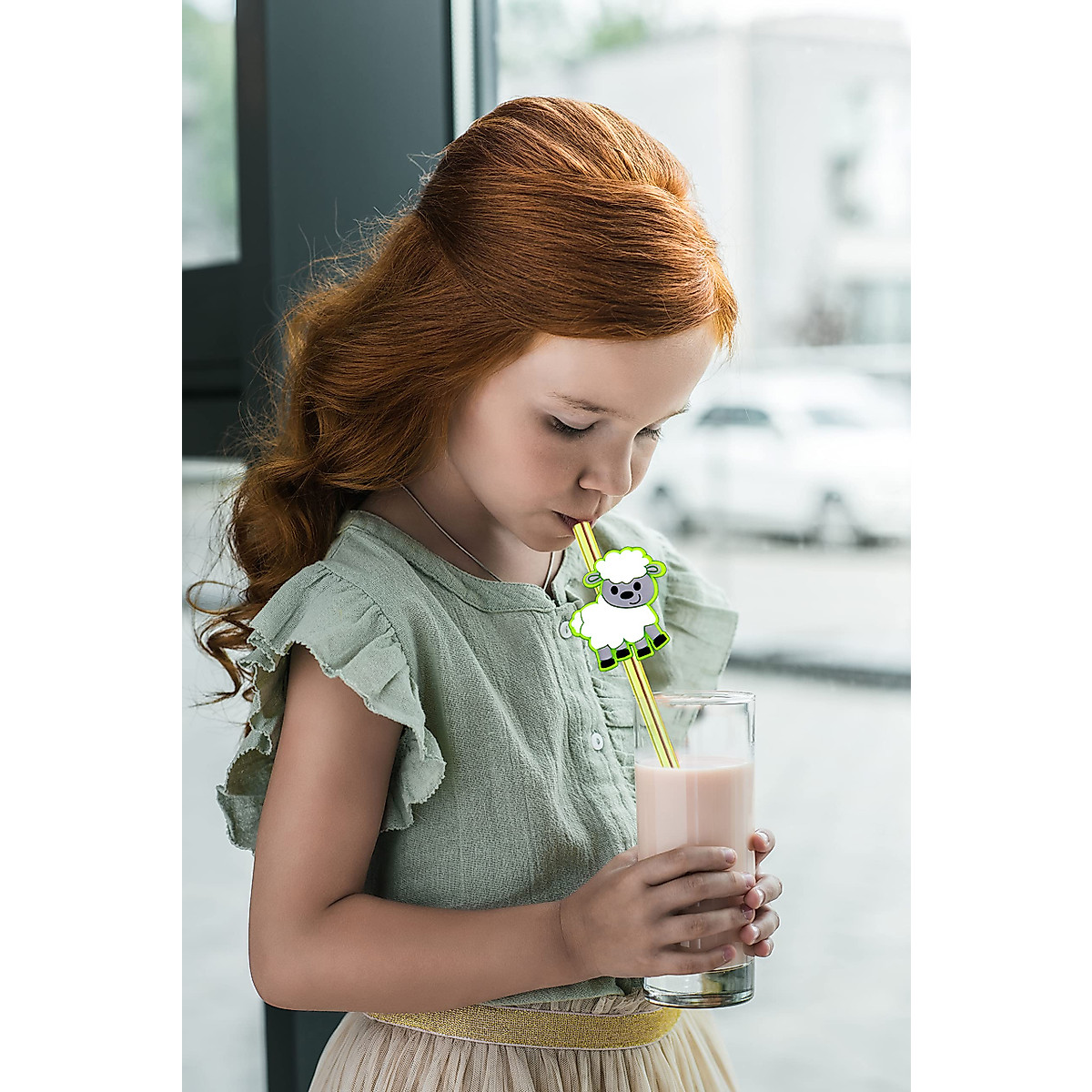 24pcs Reusable Farm Animals Party Favor Plastic Straws Kids Drink Cocktail Straws Chicken Sheep Horse Cow Pig Farm Birthday Party Supplies With 2 Cleaning Brushes 6 Colors