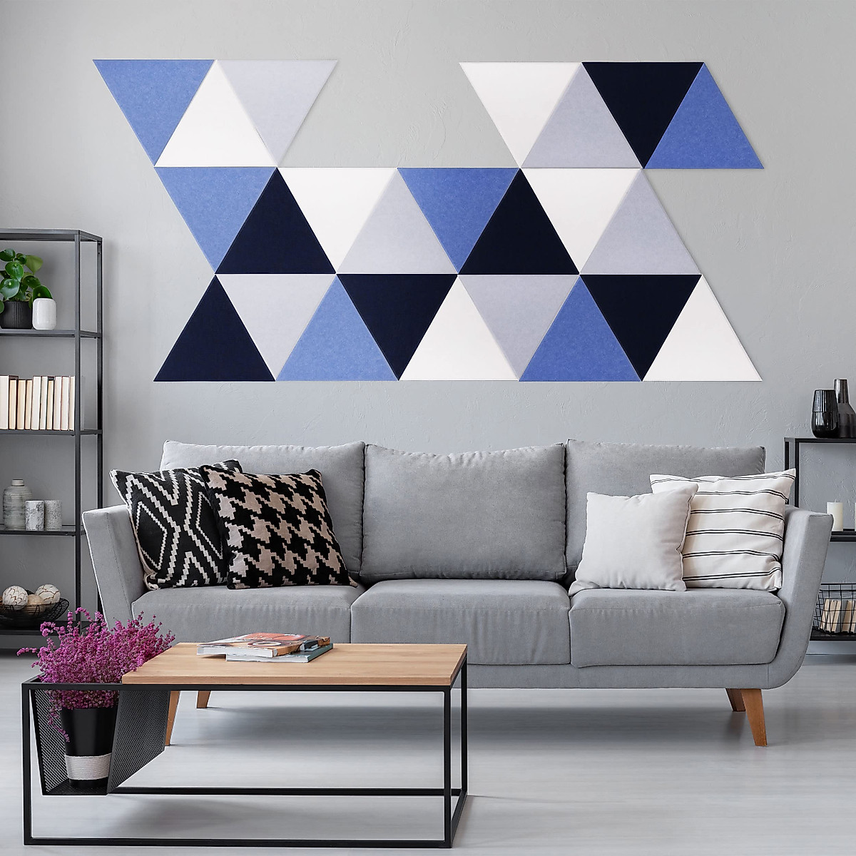 PHATWOLF 6 Pack Triangle Acoustic Panels for Soundproofing & Sound Dampening, High Density Decorative Sound Absorbing Panel for Wall, Home, Office & Studio Acoustic Treatment (Sky Blue)