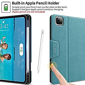 BuKoor iPad Pro 11 inch Case 2022 4th/3rd/2nd/1st Generation Case (2021/2020/2018) with Pencil Holder, Auto Sleep/Wake Function Smart PU Leather with Pocket Shockproof Magnetic Clasp Cover (Green)