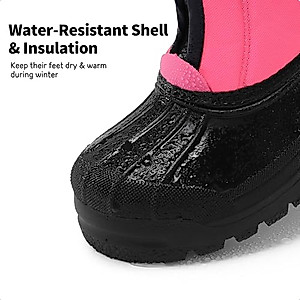 DREAM PAIRS Boys Girls Waterproof Winter Snow Boots,Size 2 Little Kid,Fuchsia/Navy,KSTAR