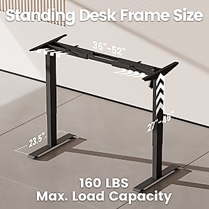 IWEICARE Computer Workstations Electric Adjustable Standing Desk Frame, Stand up Desk Frame, Sit Stand Desk Legs with Memory Function, Black Frame Only