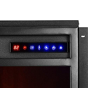 e-Flame USA Jackson 25"x21" LED Electric Fireplace Stove Insert with Remote - 3D Logs and Fire (Black)
