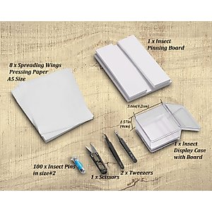Making Insect Specimen Tools Kit, with Insect Pins,Insect Pinning Board, Wings Pressing Paper,Tweezers, Scissors, Insect Display Case, Insect Collection for Bug Hobbyist/Biology Projects