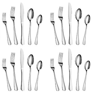 Silverware Set for 4, 20-piece Flatware Set Service for 4, Stainless Steel Cutlery Utensils Set, Home Kitchen Restaurant Silverware Tableware Sets, Mirror Polished Knife Fork Spoon Set