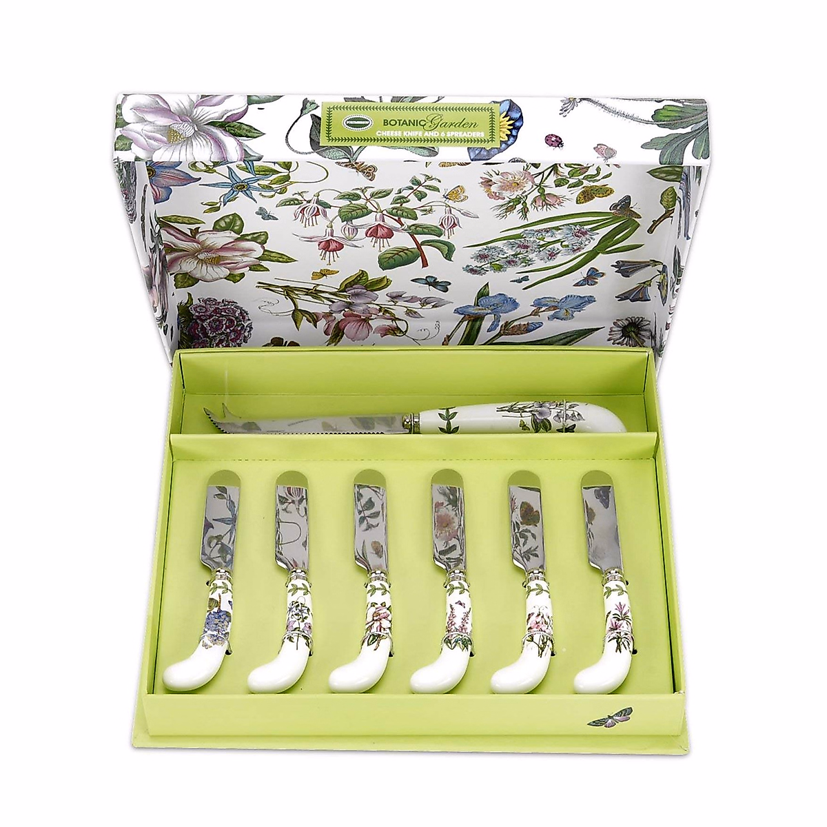 Portmeirion Botanic Garden Cheese Knife and 6 Spreader's