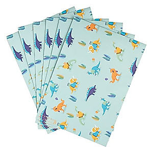 CENTRAL 23 - Wrapping Paper for Boys - Dino Cakes - 6 Sheets of Cute Birthday Gift Wrap for Kids - Dinosaur T-rex Rhino - Blue Green Yello - For Kids - Made in the UK