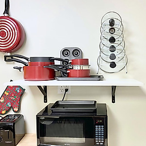 Evelots 6 Pot Lid Organizer for Cabinet or Pantry Wall - Cupboard Door Pots and Pans Organizer - Glass or Metal Pan Covers Cabinet Organizer - Rack Hanger Dividers - Set of 2