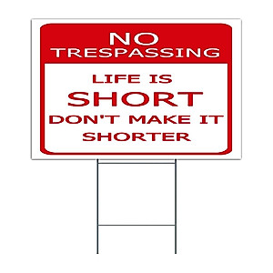 Autravelco No Trespassing Yard Signs with Stakes 12x18 Inch Private Property Video Surveillance Funny Yard Lawn Sign for Rent House Party Decorations Props